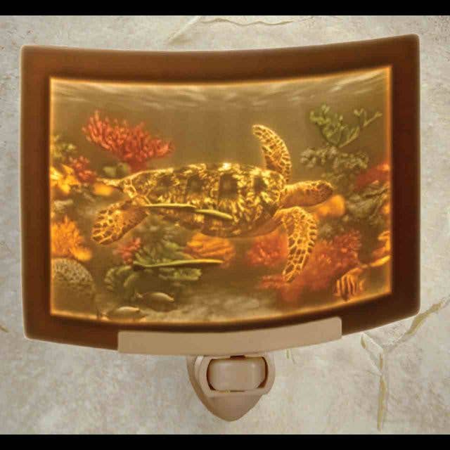 Sea Turtle Porcelain Lithophane Colored Night Light – Fino Lino Fine ...