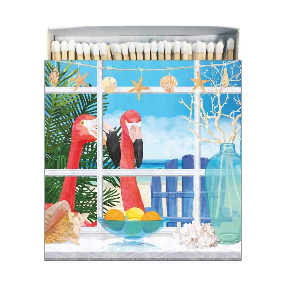 Oceanview Flamingos Matches – Fino Lino Fine Linens & Accessories