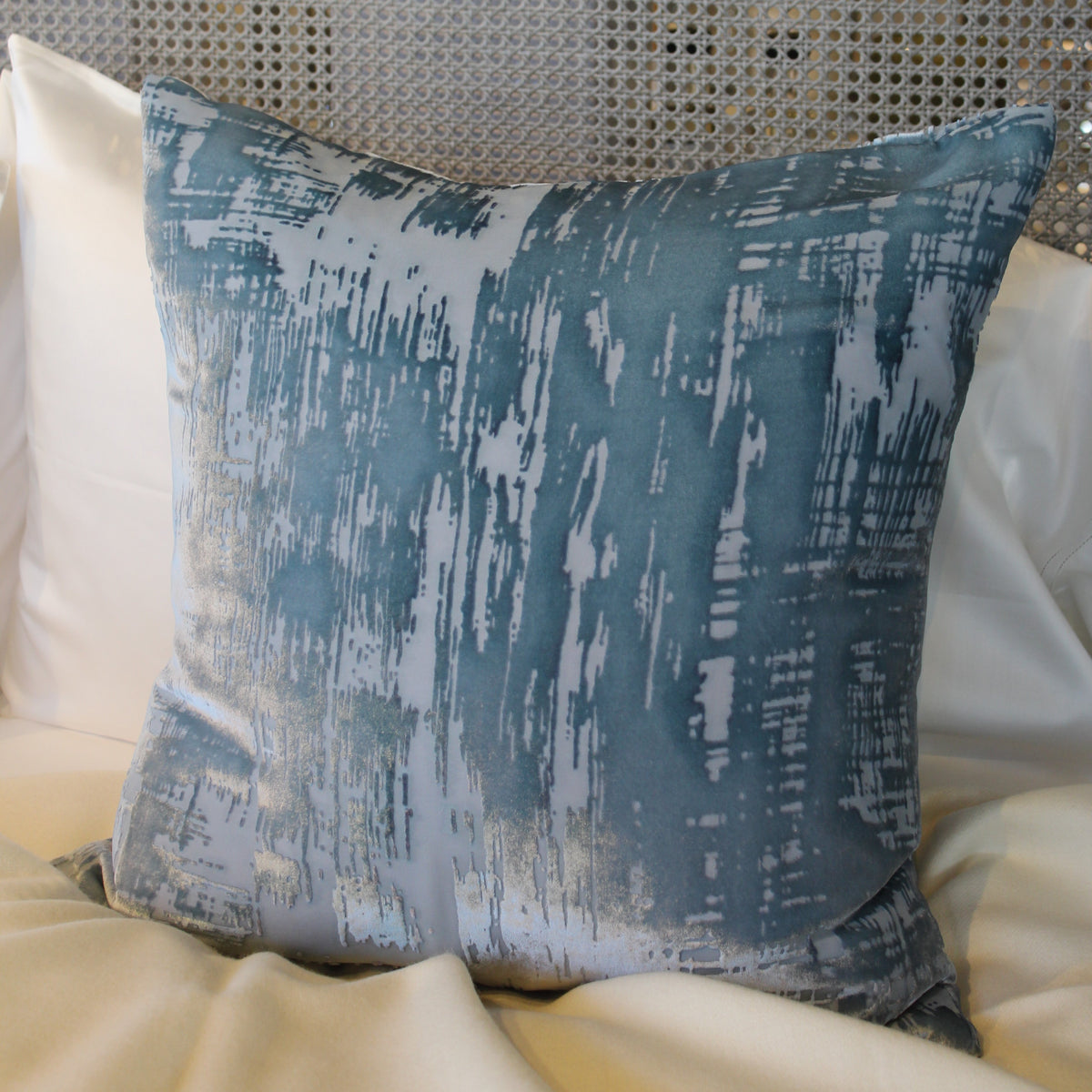 Velvet Brushstroke Harbor 22" Pillow – Fino Lino Fine Linens & Accessories